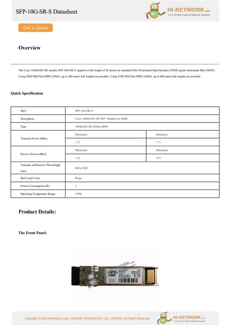 cisco-sfp-10g-zr-datasheet.pdf | Computer Networking | Computing