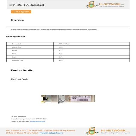 cisco-sfp-10g-t-x-datasheet.pdf | Computer Networking | Computing
