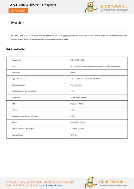 cisco-ws-c4500x-32sfp+-datasheet.pdf | Computer Networking | Computing