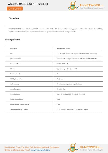 cisco-ws-c4500x-32sfp+-datasheet.pdf | Computer Networking | Computing