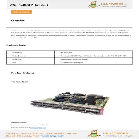 cisco-ws-x6748-sfp-datasheet.pdf | Computer Peripherals | Computing