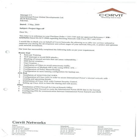 Cisco 2811 ASA 5510 Project | PDF