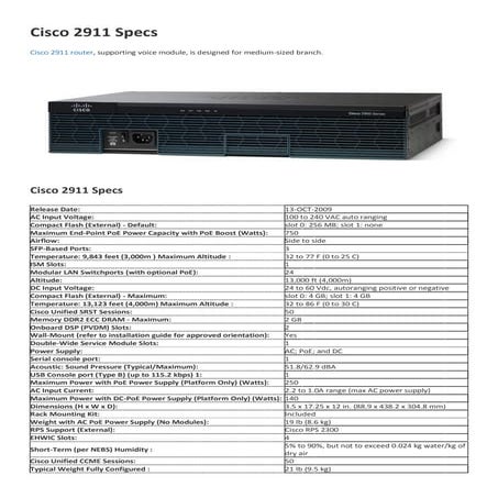 Cisco 2911 specs | PDF