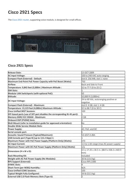 Cisco 2911 specs | PDF