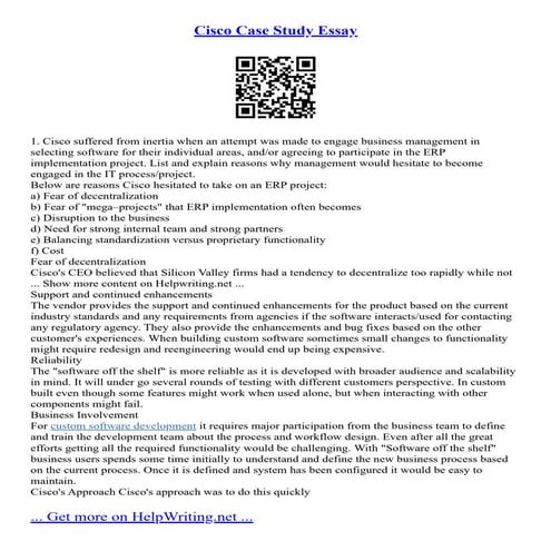 Cisco Case Study Essay | PDF
