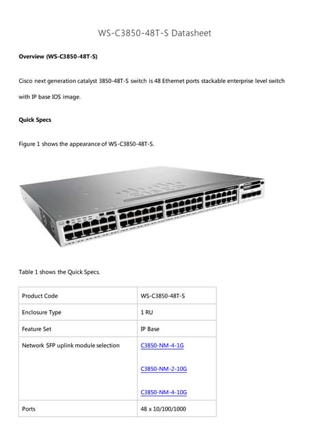 Cisco catalyst 3650-24ts-s datasheet | PDF