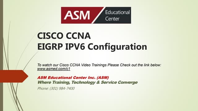 Cisco CCNA EIGRP IPV6 Configuration | PPTX Cisco CCNA EIGRP IPV6 Configuration | PPTX