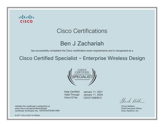 Cisco Certified Specialist - Enterprise Core certificate | PDF