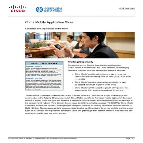 China Mobile Application Store - Connected Life Experiences on the Move | PDF | Computer ...