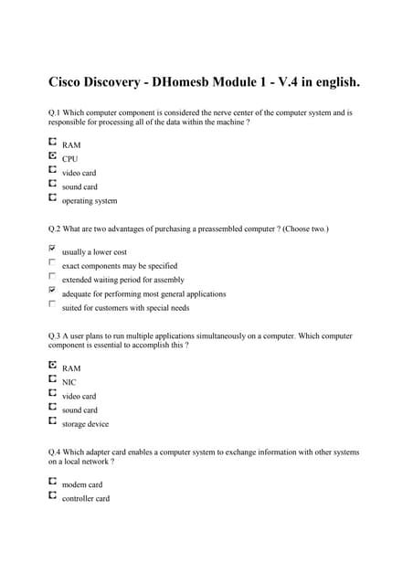 It Essentials (Version 7.0) A+ Cert Practice Exam 1 Answers | PDF ...