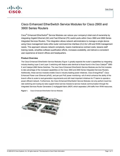 Cisco 3900 series integrated services routers | PDF