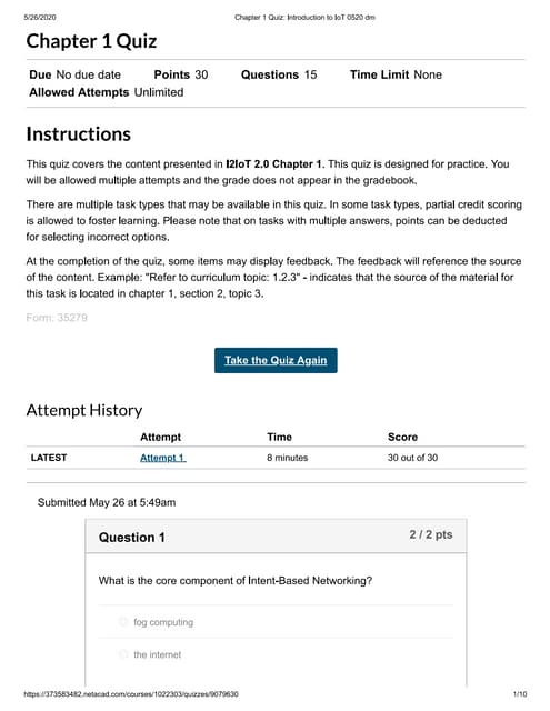 Cisco introduction to iot chapter 1 quiz | PDF Cisco introduction to iot chapter 1 quiz | PDF