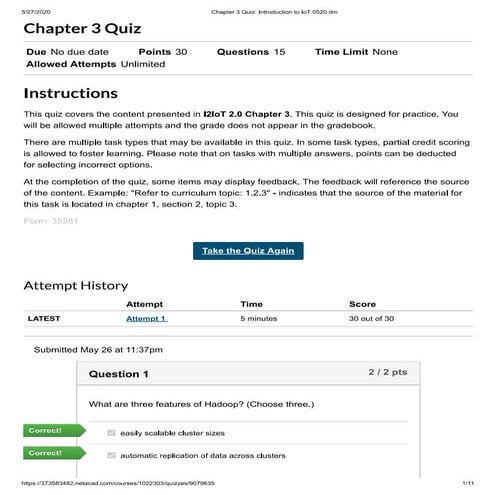 Cisco introduction to iot chapter 3 quiz | PDF