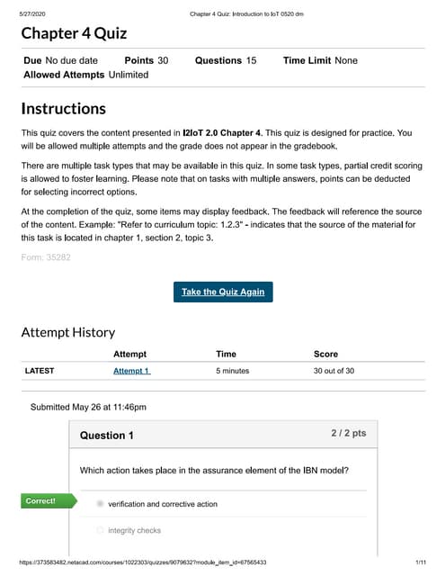 Cisco introduction to iot chapter 2 quiz | PDF