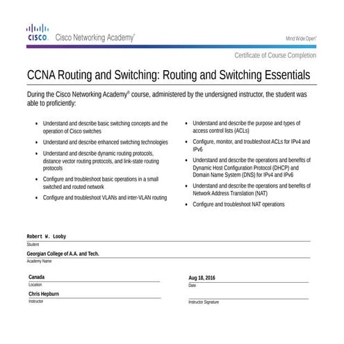 CCNA Routing and Switching Essentials | PPT