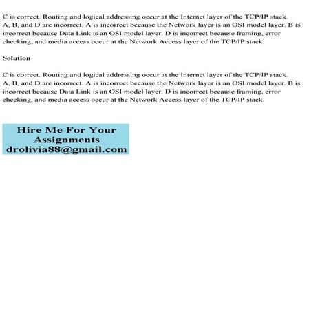 C Is Correct Routing And Logical Addressing Occur At The Internet Lpdf 1264