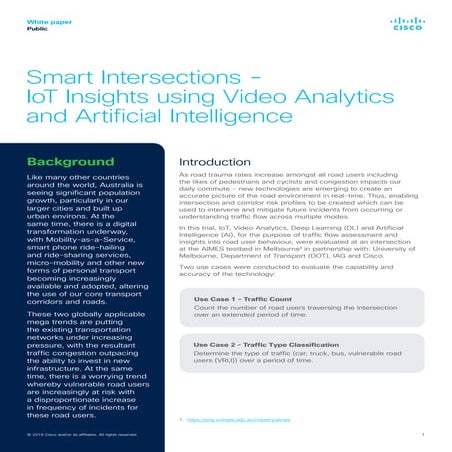 Cisco Smart Intersections: IoT insights using video analytics and AI | PDF