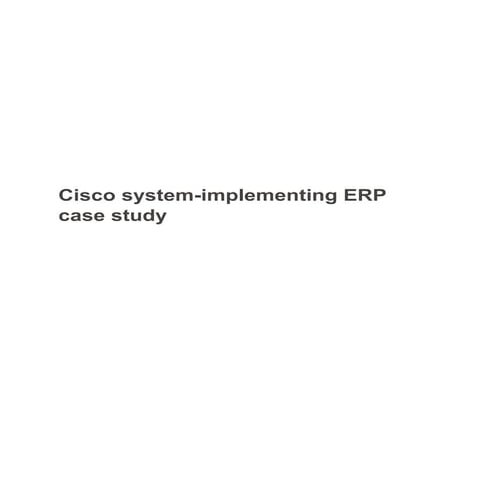 Cisco System Inc. Implementing ERP | PPTX