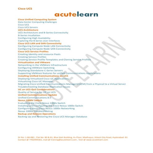 Cisco Ucs Training In Hyderabad Pdf