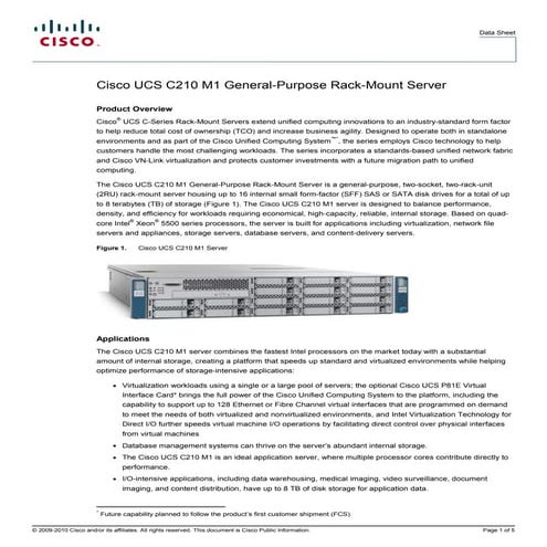 Cisco UCS C210 M1 General Purpose Rack-Mount Server