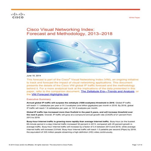 The zettabyte era trends and analysis by cisco | PDF