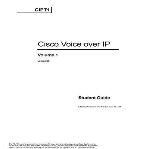 Cisco voice over ip (cvoice) v6.0 volume 1 | PDF