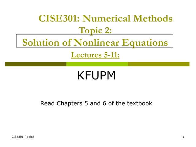 Numerical method for solving non linear equations | PDF