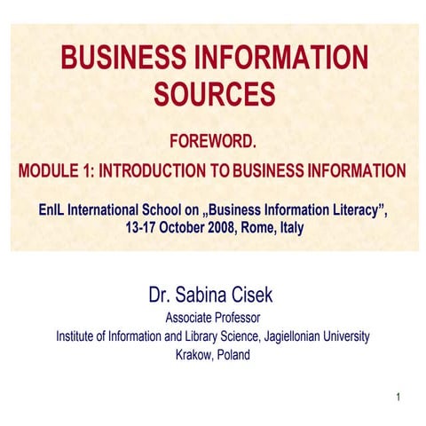 Business Information Sources 1 | PPT | Information Services Industry ...