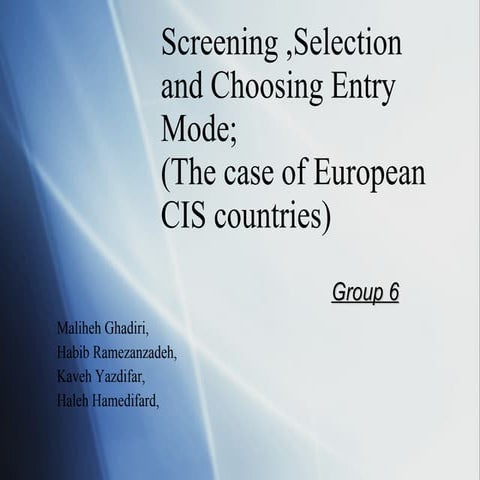 Entering the CIS market for export | PPT