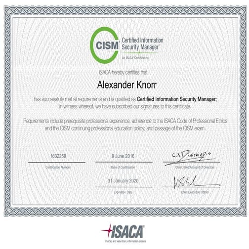 Cism certificate | PDF