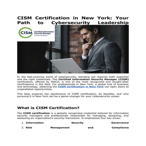 CISM Certification in New York_ Your Path to Cybersecurity Leadership.docx