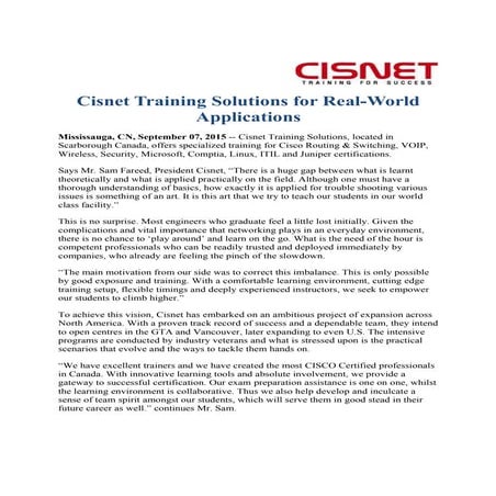 Cisnet training solutions for real world applications | PDF