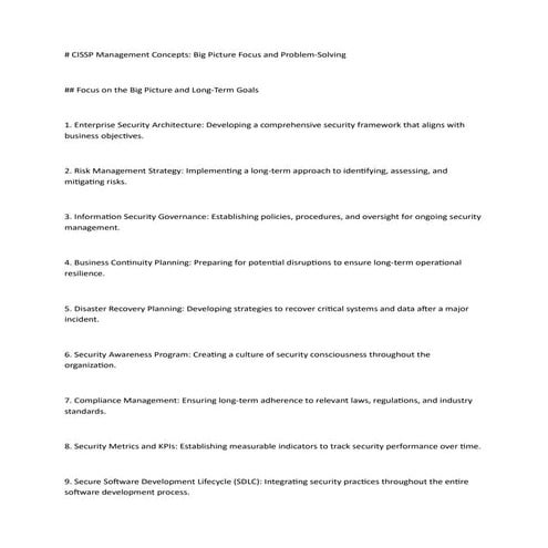 CISSP Management Concepts Tips and tools | PDF | Information and ...