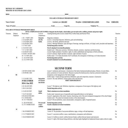 COMPUTER INFORMATION TECHNOLOGY 2024 2025 PROGRESSION SHEETS docx | DOCX