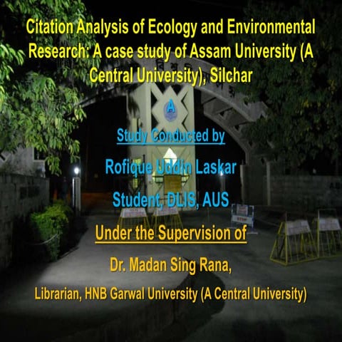 Citation analysis on ecology and envir research | PPTX