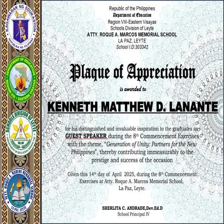 Citation for Plaque of Appreciation-Graduation.pptx
