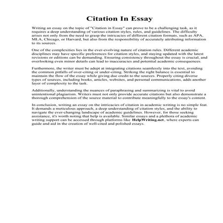 Citation In Essay | PDF