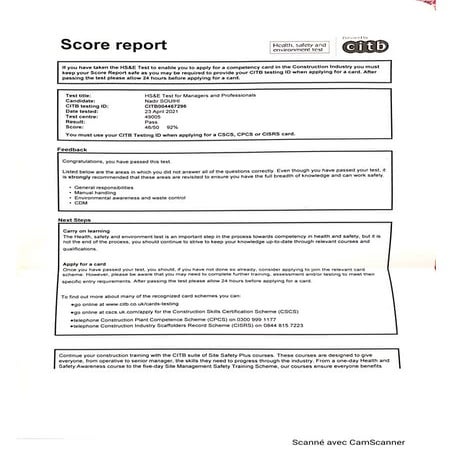 Citb test report | PDF