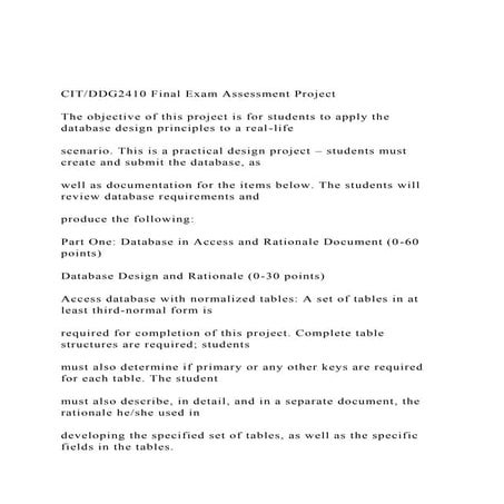 CITDDG2410 Final Exam Assessment Project The objective of.docx