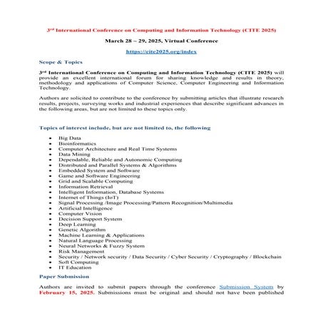 3rd International Conference on Computing and Information Technology ...