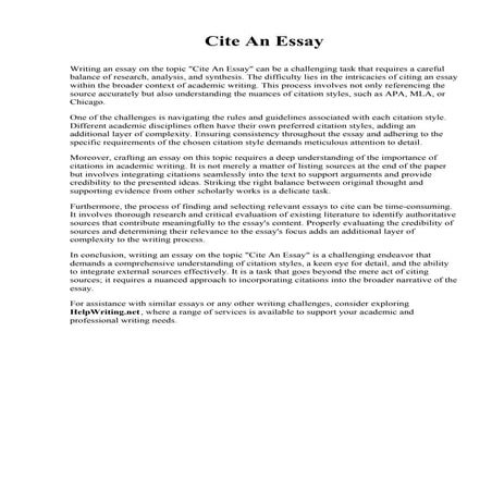 Cite An Essay | PDF