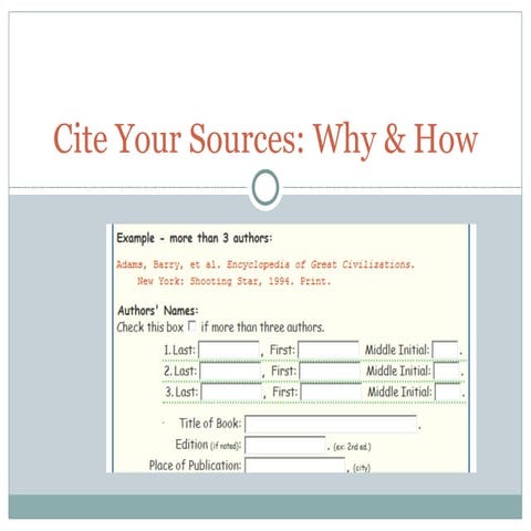 Cite Your Sources -- Why and How | PPT