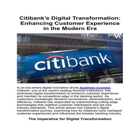 Citibank’s Digital Transformation Enhancing Customer Experience in the ...
