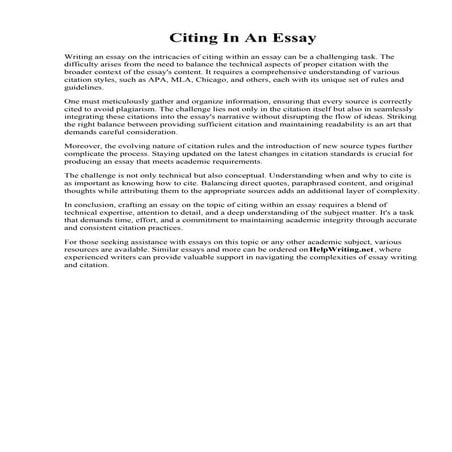 Citing In An Essay | PDF