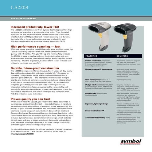 Motorola Symbol LS2208 - Cititor coduri de bare | PDF | Operating ...