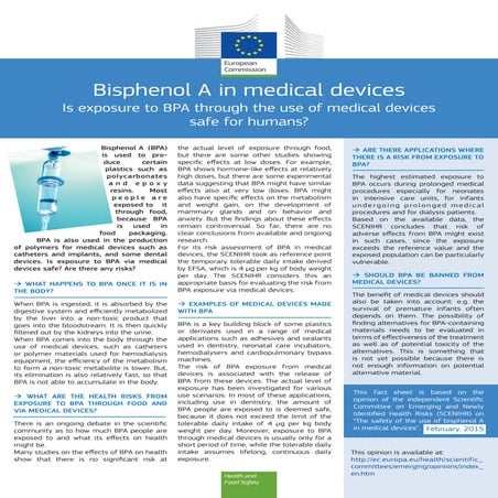 Bisphenol A in medical devices | PDF