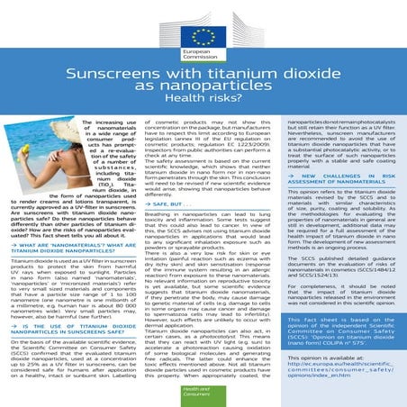 Sunscreens with titanium dioxide as nanoparticles. Health risks? | PDF ...