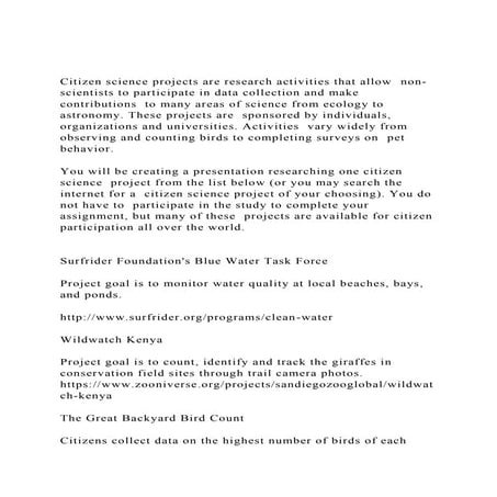 Citizen science projects are research activities that allow non.docx