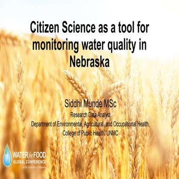 Citizen Science as a tool for monitoring water quality in Nebraska ...