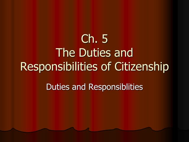 Rights duties and responsibilities of a citizen | PPT